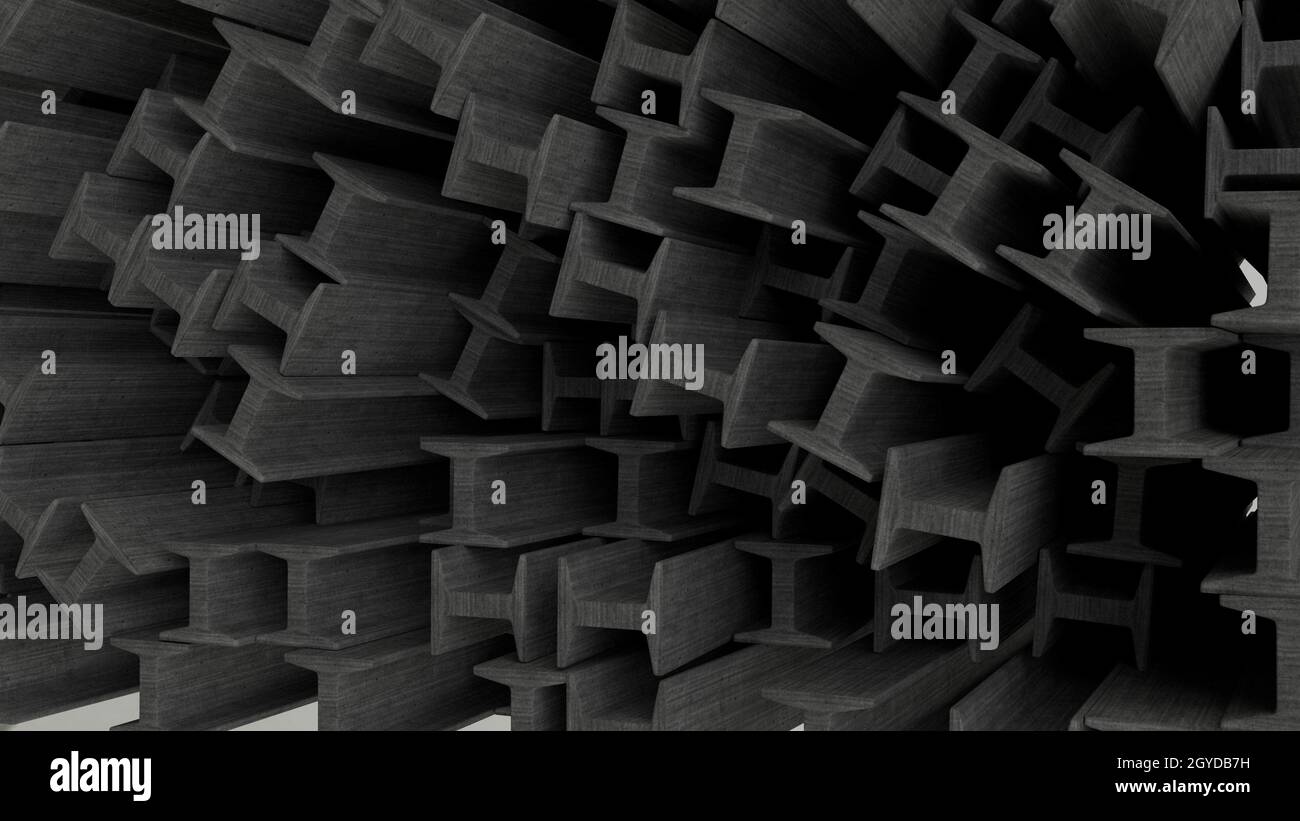 render of 3d construction metal beams Stock Photo - Alamy