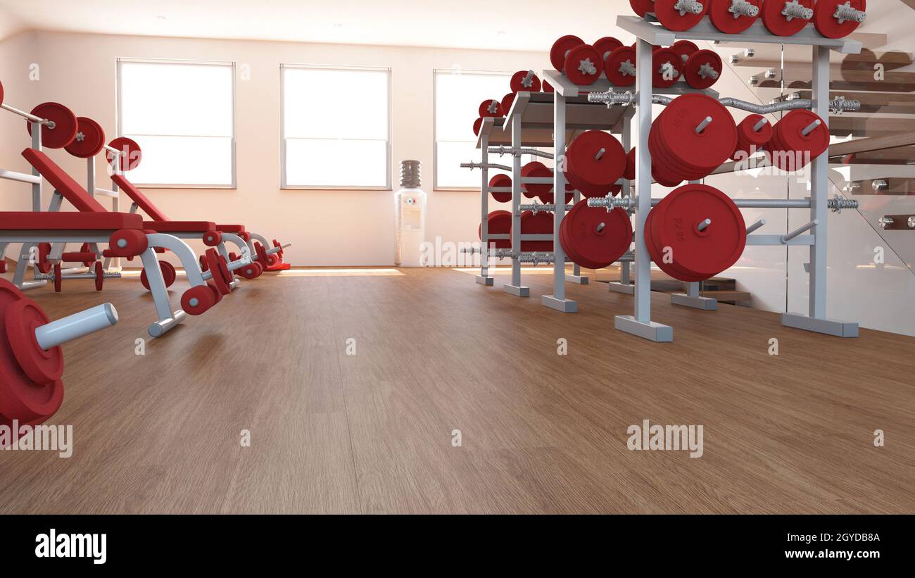 3D Render of a Interior view of a Gym Stock Photo - Alamy