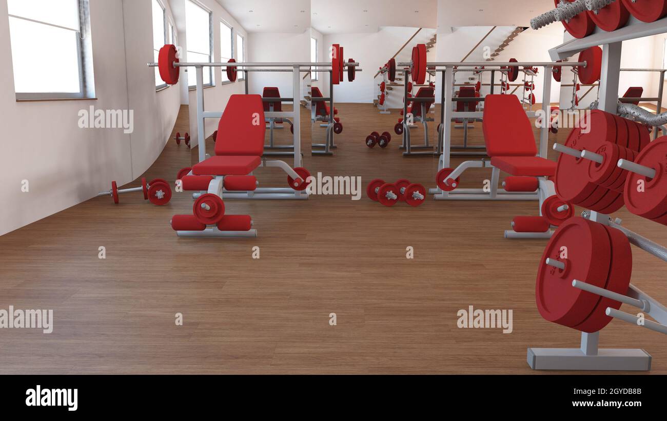 3D Render of a Interior view of a Gym Stock Photo - Alamy