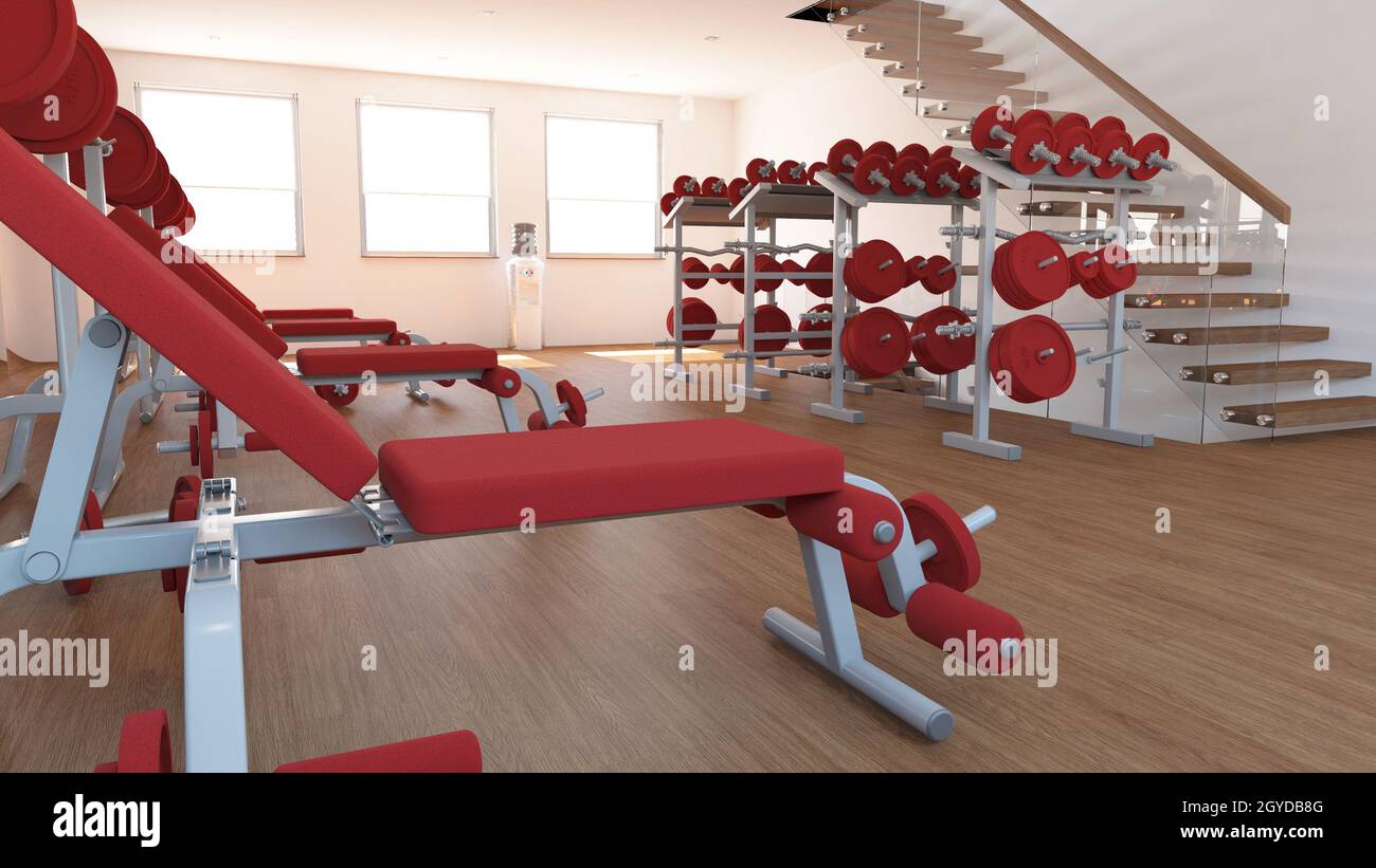 3D Render of a Interior view of a Gym Stock Photo - Alamy
