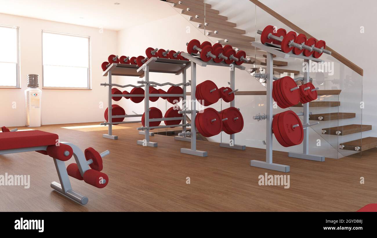 3D Render of a Interior view of a Gym Stock Photo - Alamy
