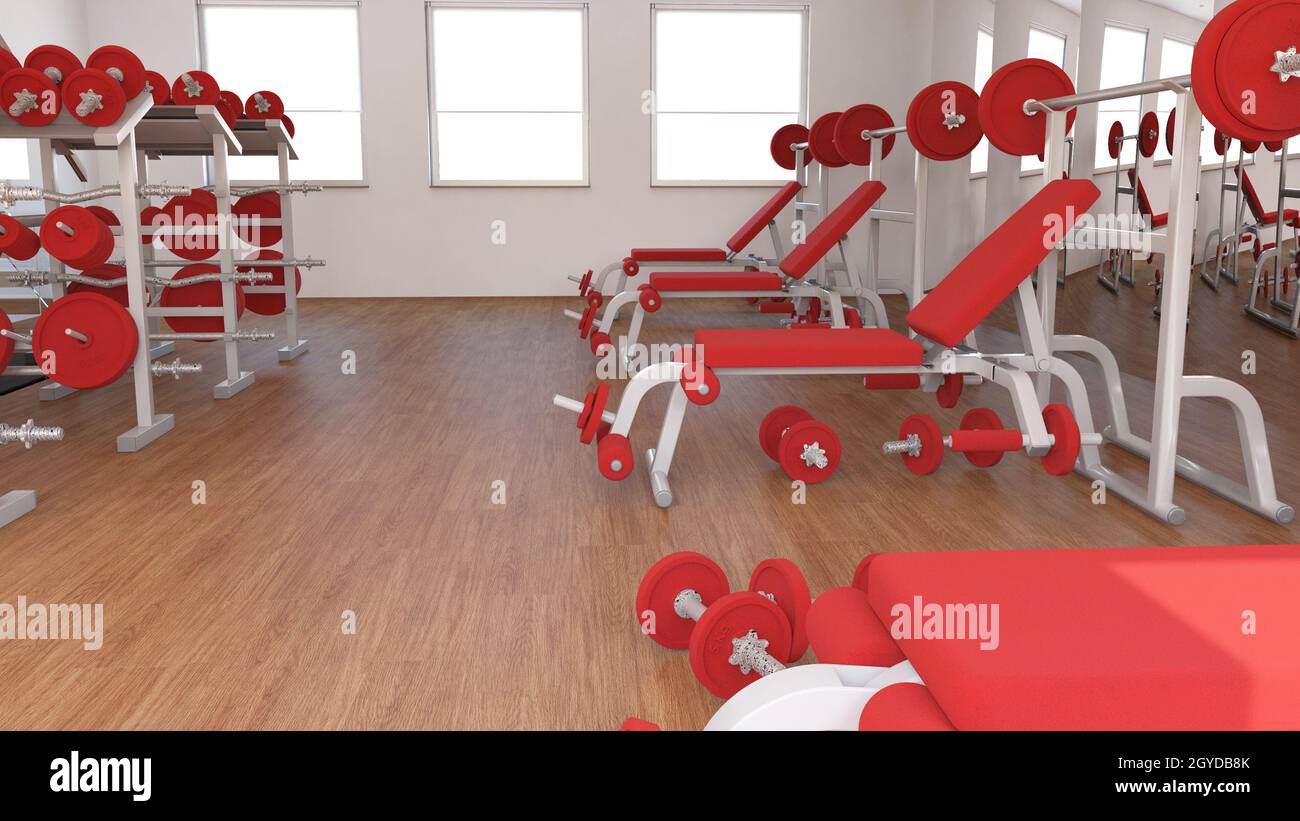 3D Render of a Interior view of a Gym Stock Photo - Alamy