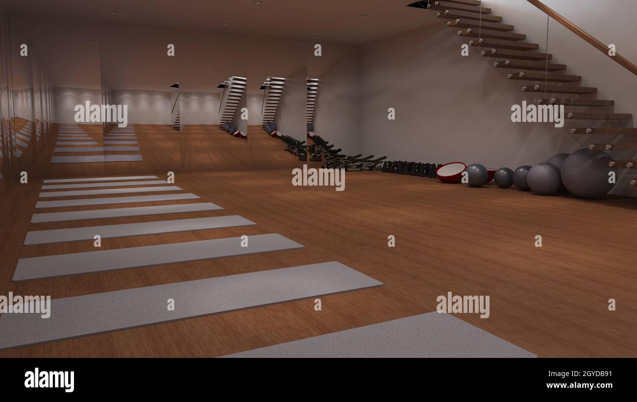 3D Render of a Interior view of a Gym Stock Photo - Alamy