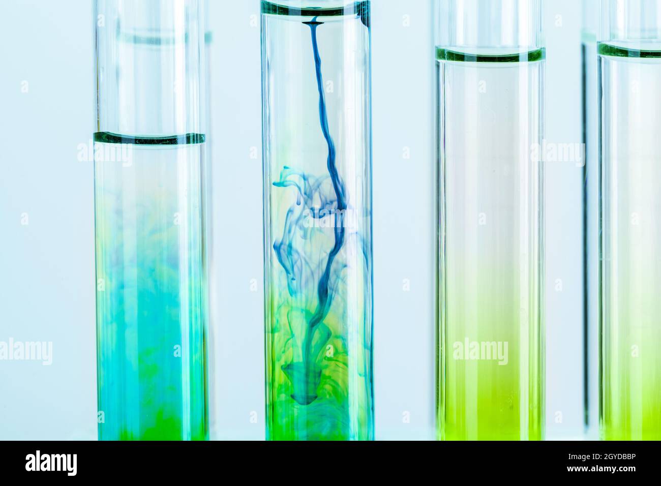 Green liquids in test tubes in chemical laboratory close up Stock Photo ...