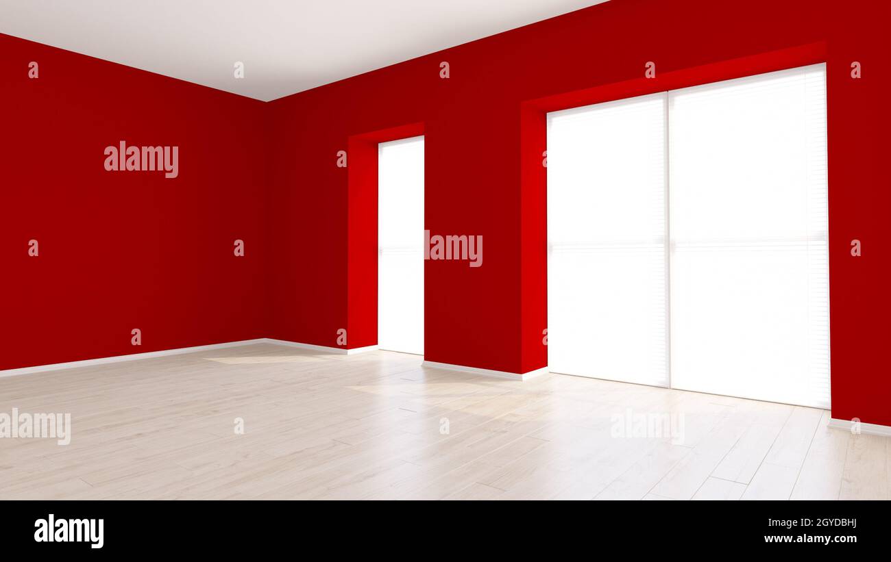 Render of 3D Contemporary Empty Room Stock Photo - Alamy