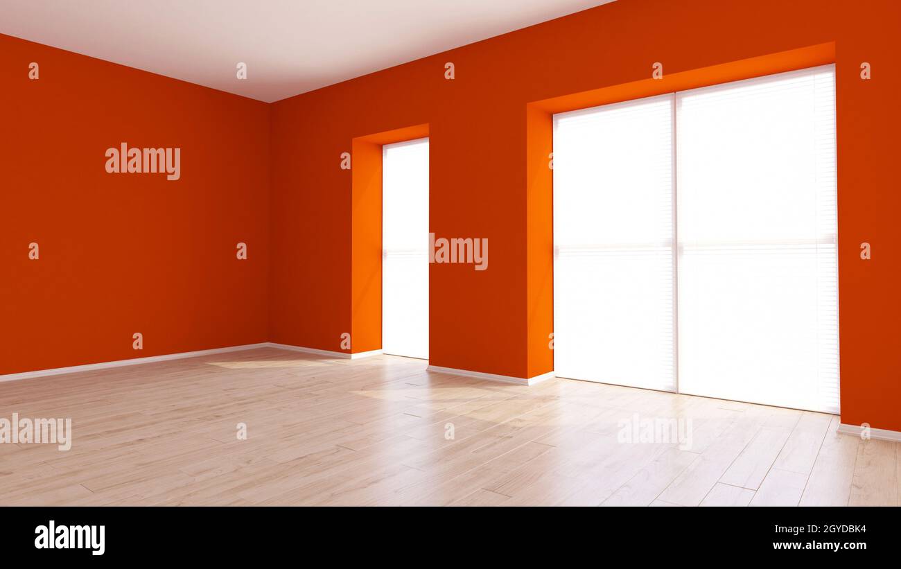 Render of 3D Contemporary Empty Room Stock Photo - Alamy
