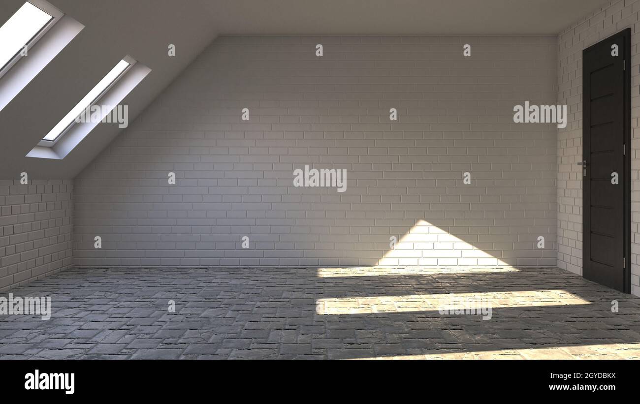 Render of 3D Contemporary Empty Room Stock Photo - Alamy