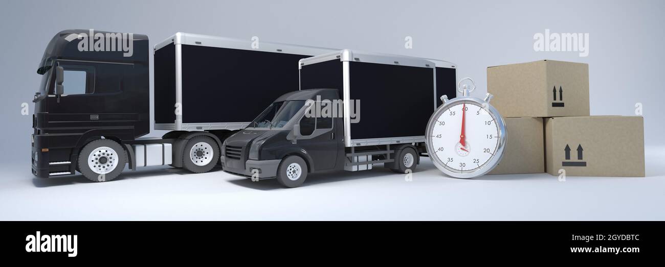 3D Render of a Cargo Delivery Vehicle Stock Photo - Alamy