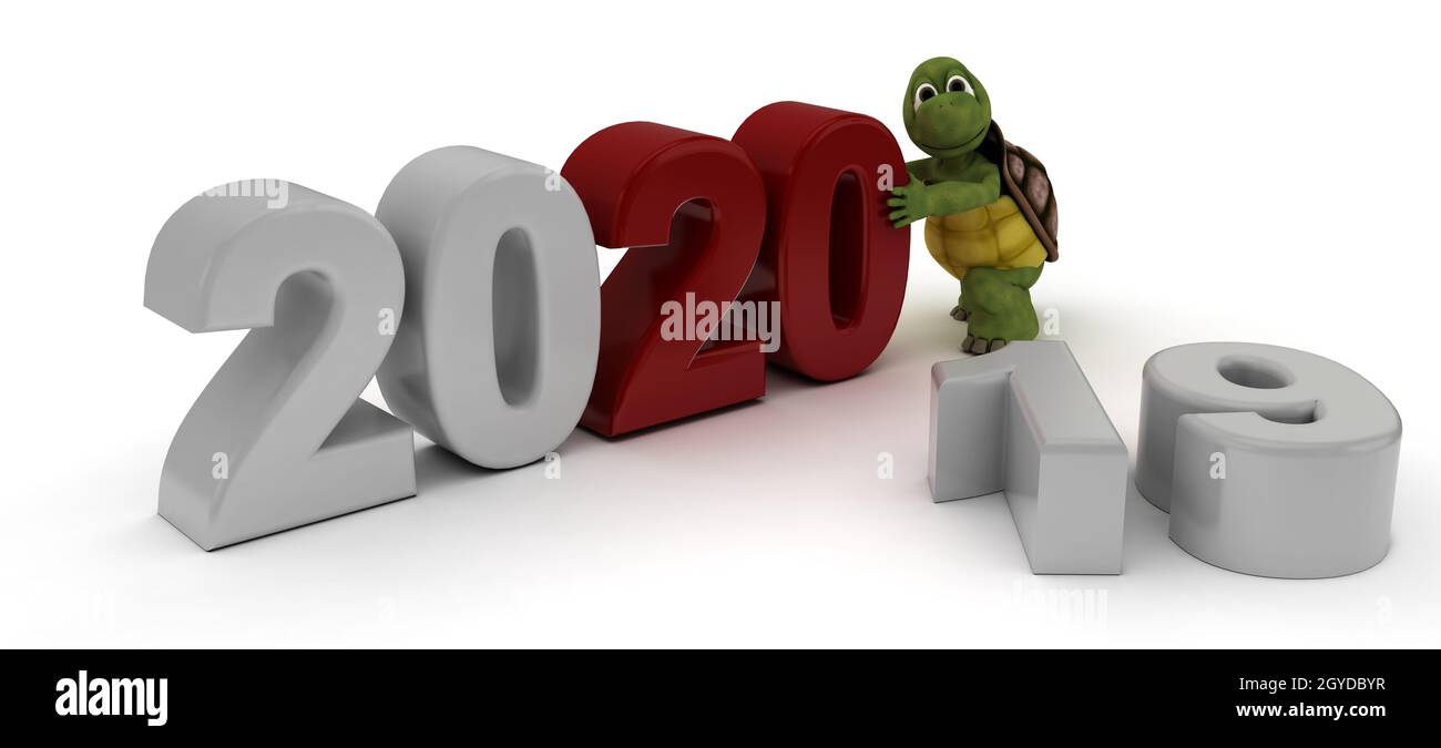 3D render of a tortoise with Celebrating the New Year Stock Photo - Alamy