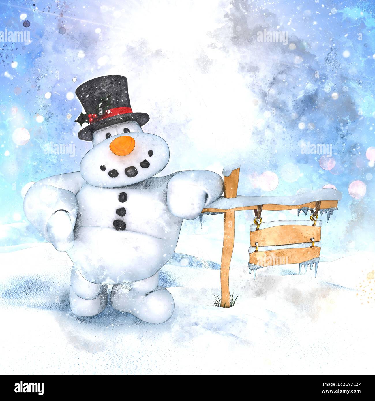 Watercolor snowman christmas hi-res stock photography and images - Alamy