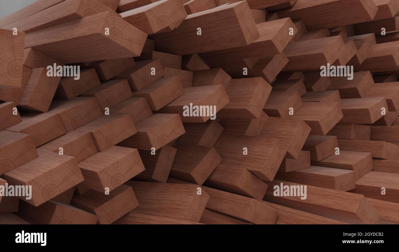 3D Render of construction timber beams and planks Stock Photo - Alamy