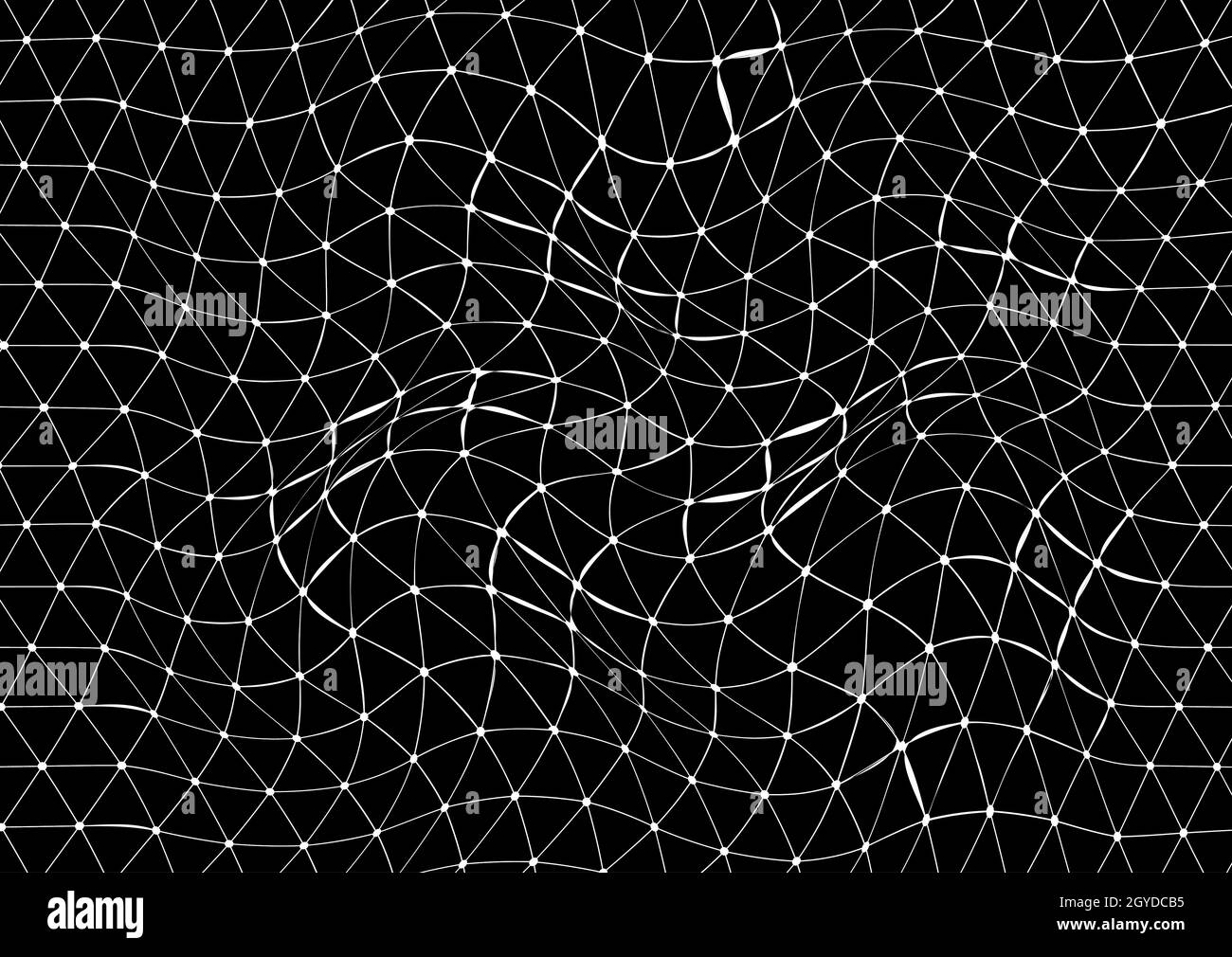 Abstract background with connecting lines and dots with warped effect ...