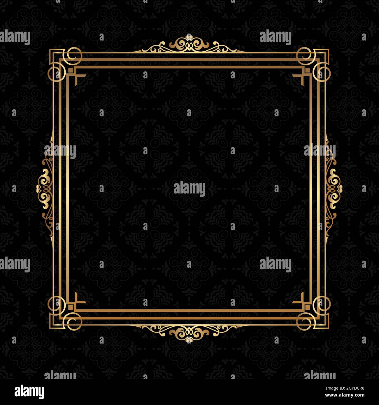 Decorative gold frame on a Damask pattern background Stock Photo - Alamy