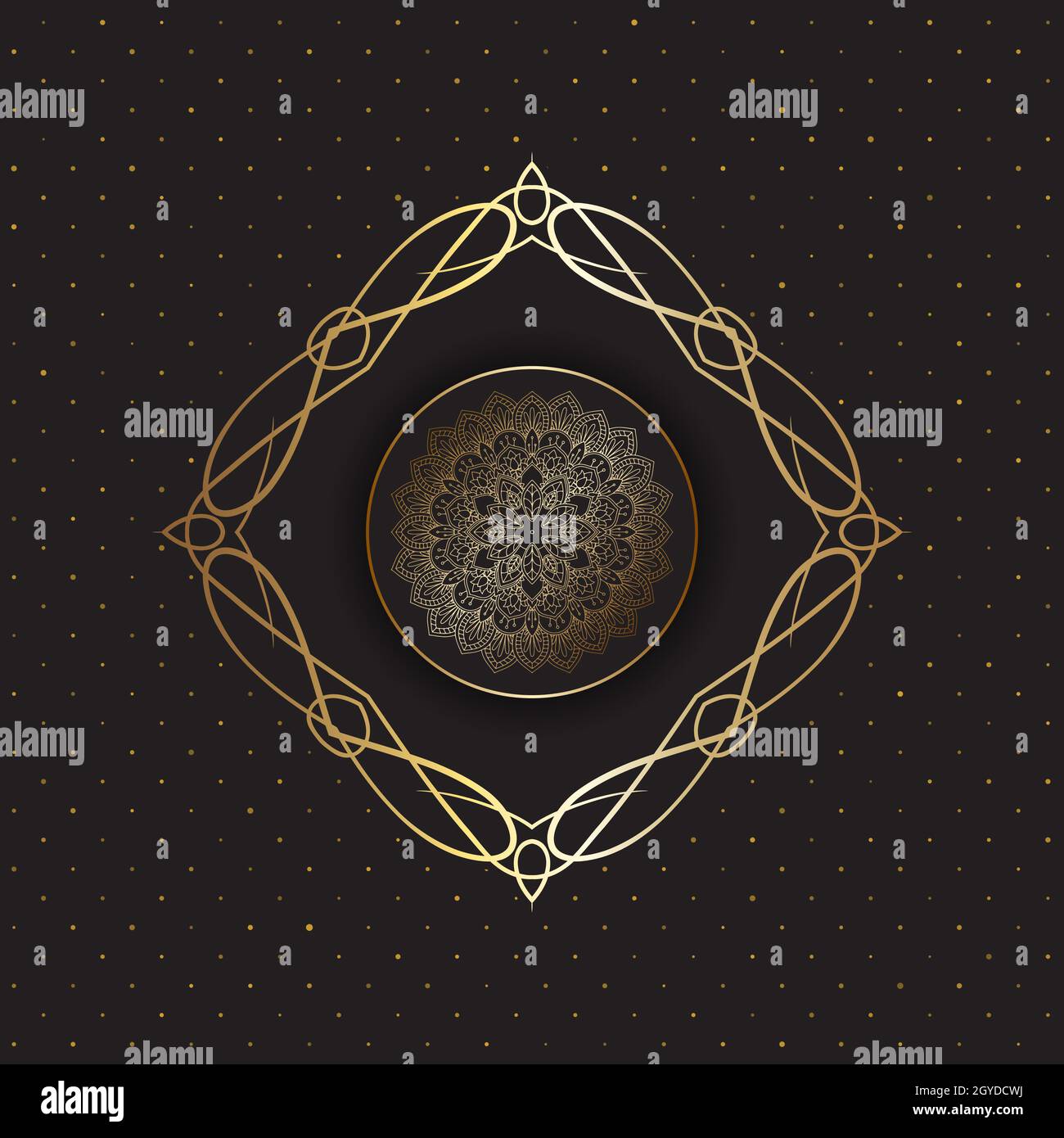 decorative mandala background with gold polka dots design Stock Photo ...