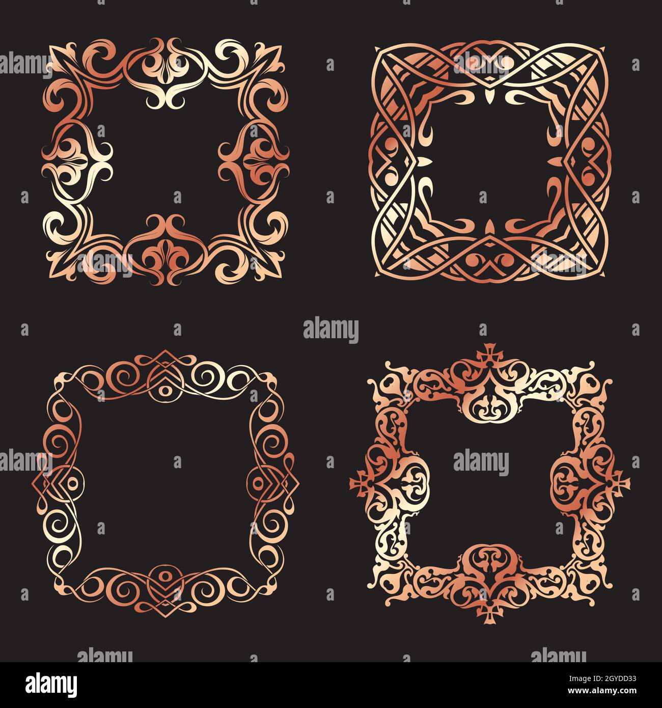 Collection of decorative square metallic gold frames Stock Photo - Alamy