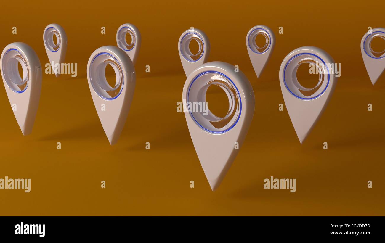 3d render of map drop pin pointer set Stock Photo - Alamy