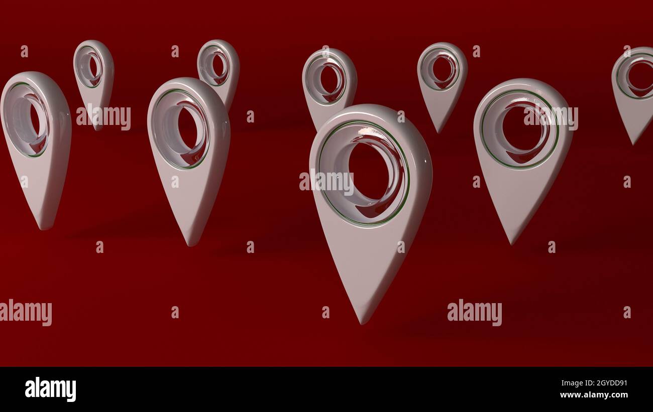 3d render of map drop pin pointer set Stock Photo - Alamy