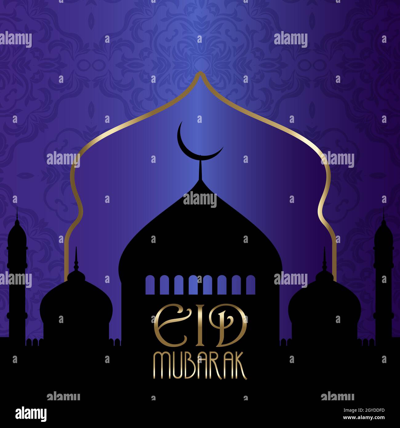 Eid Mubarak background with silhouettes of mosques Stock Photo - Alamy