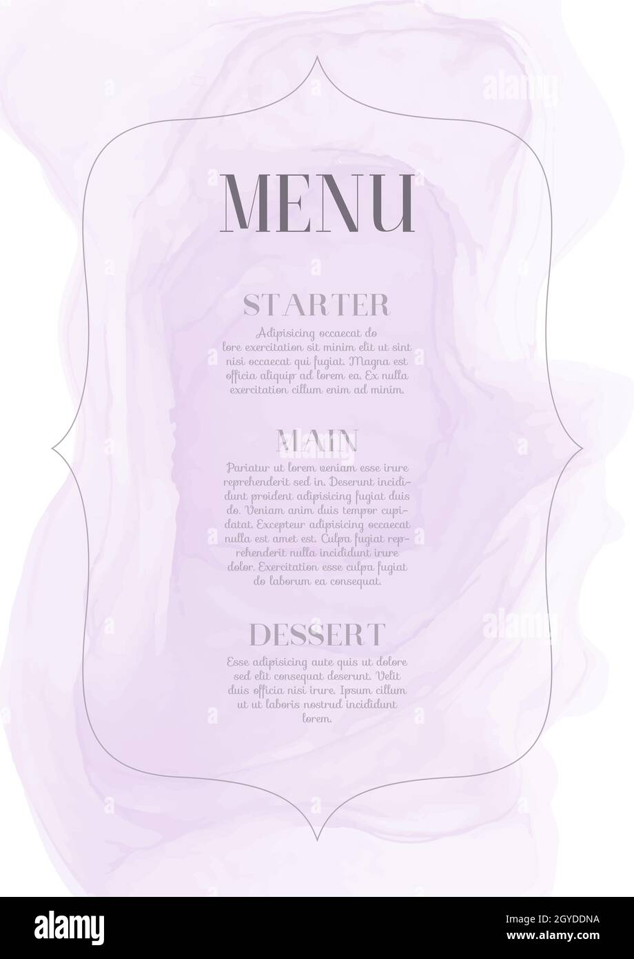 Elegant menu design with hand painted watercolour design Stock Photo ...