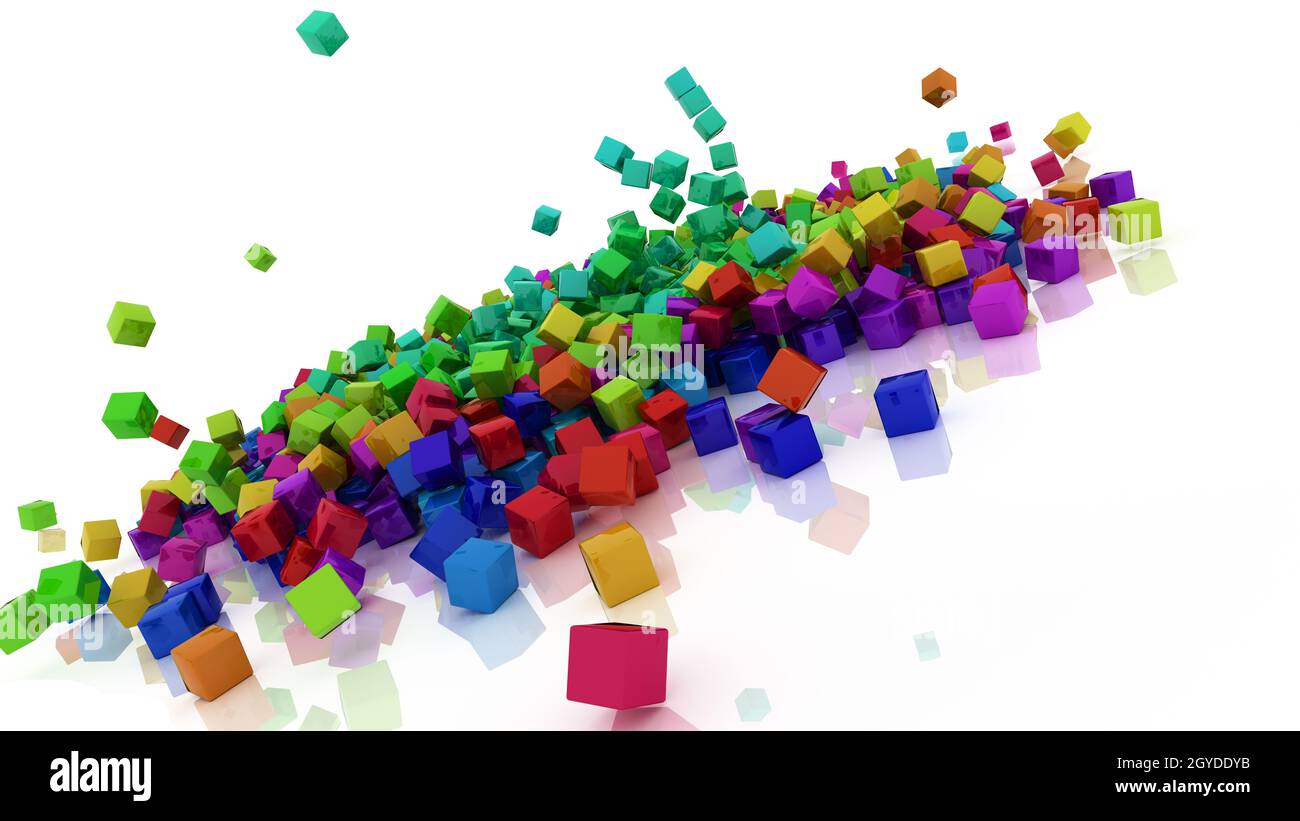 3d render of Rainbow coloured cubes Stock Photo - Alamy