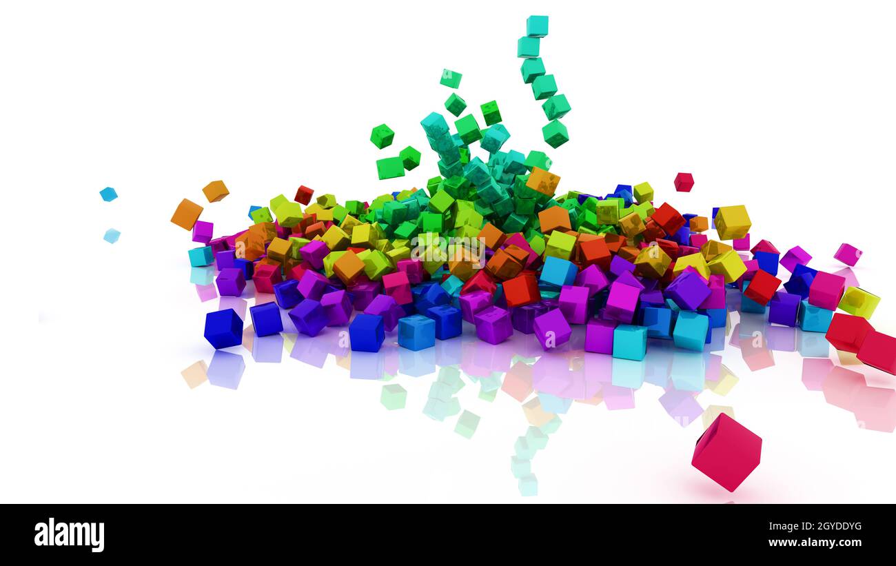 3d render of Rainbow coloured cubes Stock Photo - Alamy