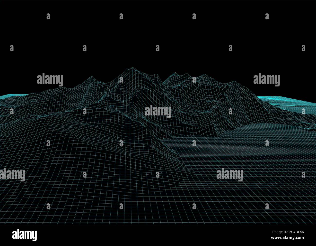 Futuristic 3d style wireframe techno landscape design Stock Photo - Alamy