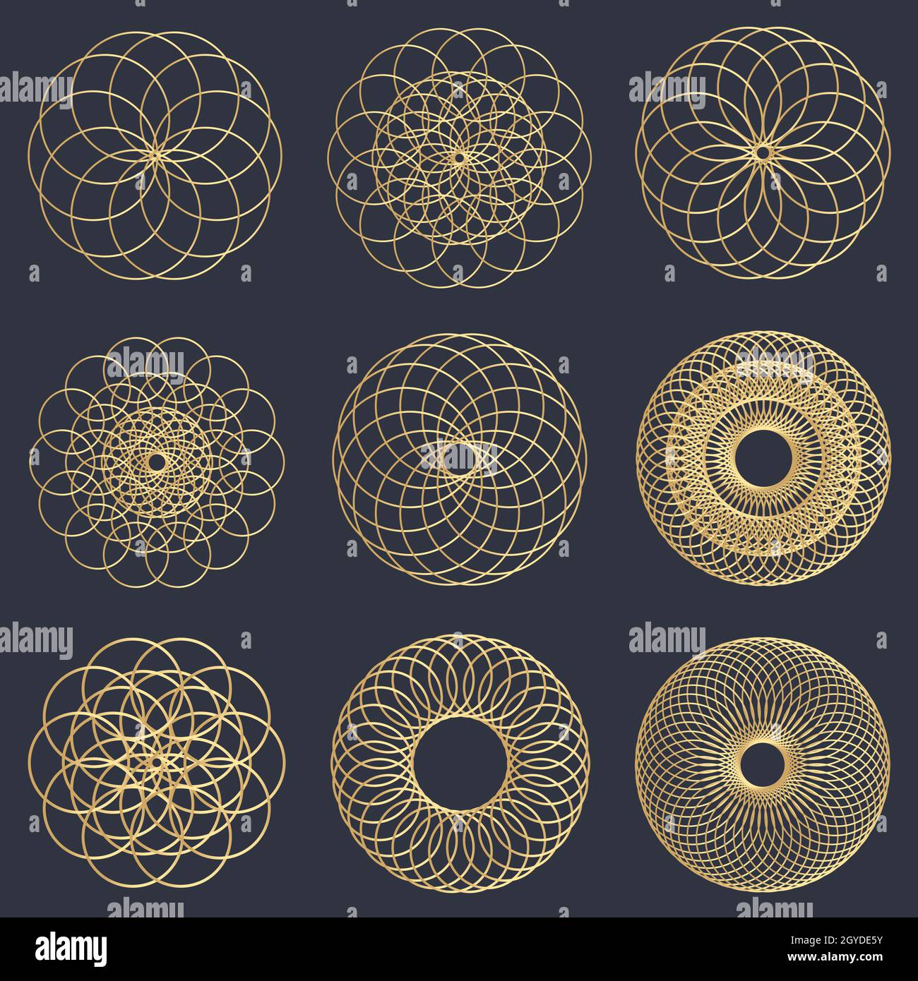 Collection of gold geometric circle designs Stock Photo - Alamy