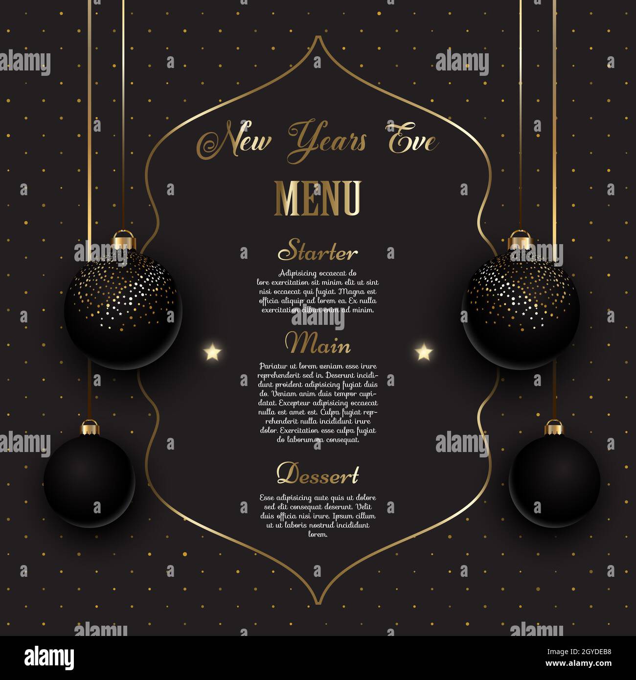 Elegant gold and black New Years Eve menu design Stock Photo - Alamy