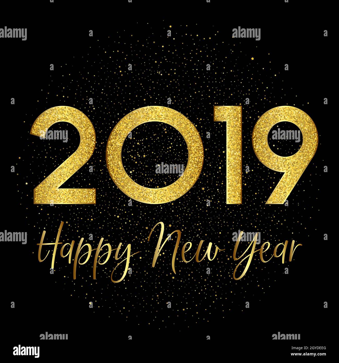 Happy New Year background with gold sparkle design Stock Photo - Alamy