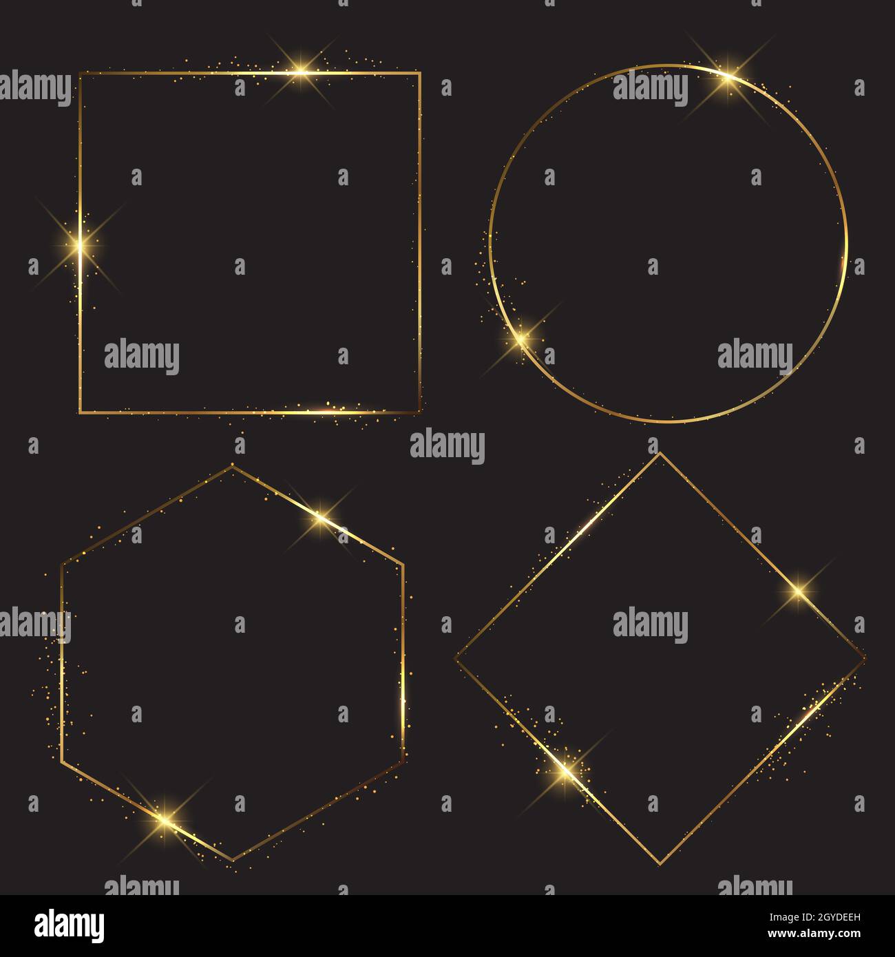 Collection of gold sparkle frames designs Stock Photo - Alamy