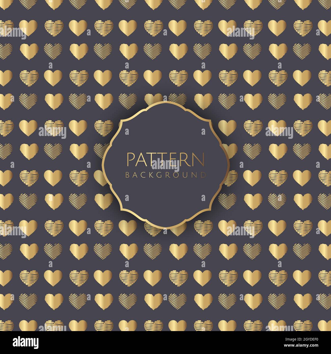 Decorative background with gold hearts pattern Stock Photo - Alamy