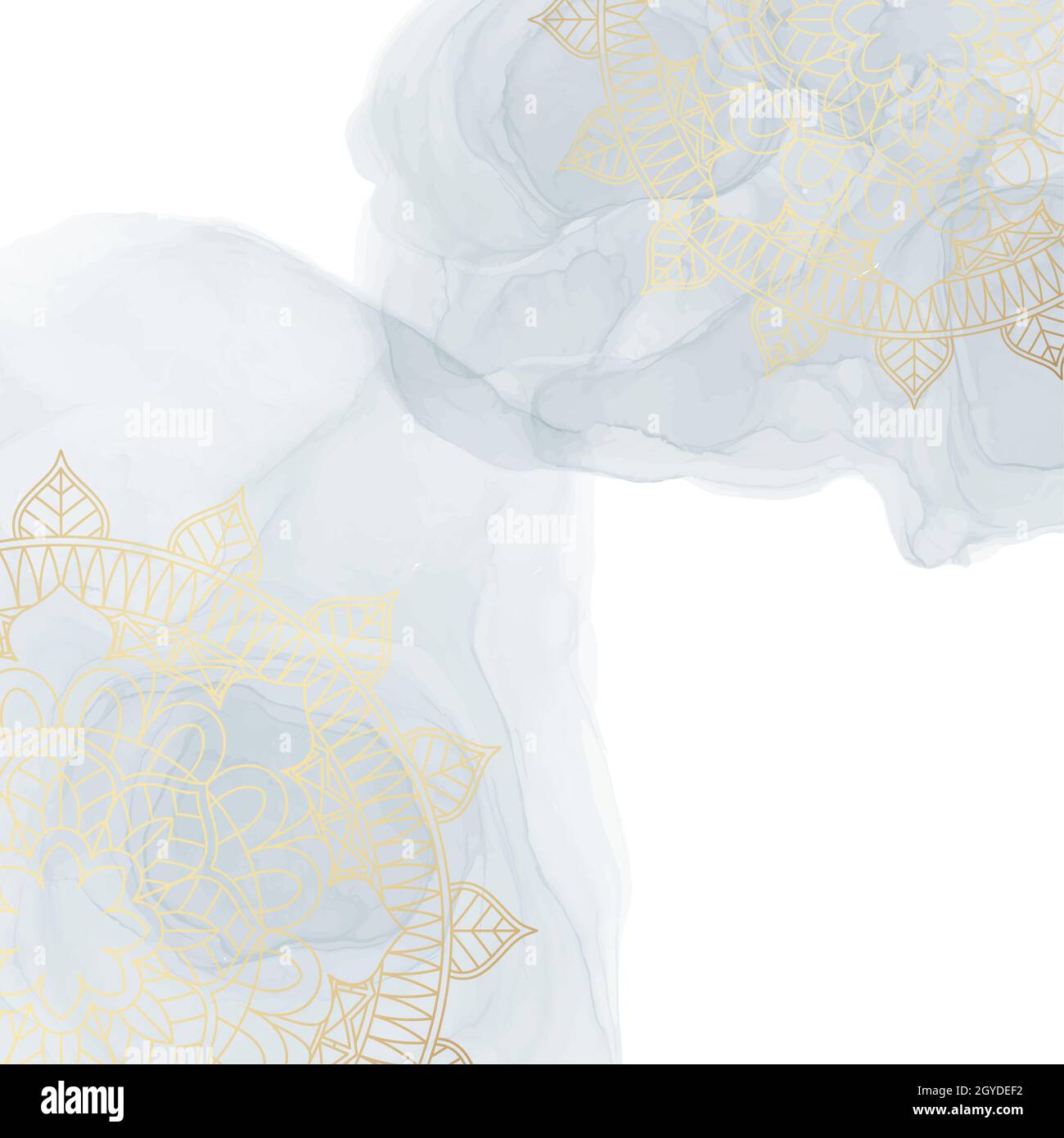 Decorative gold mandala design on a hand painted alcohol ink design ...