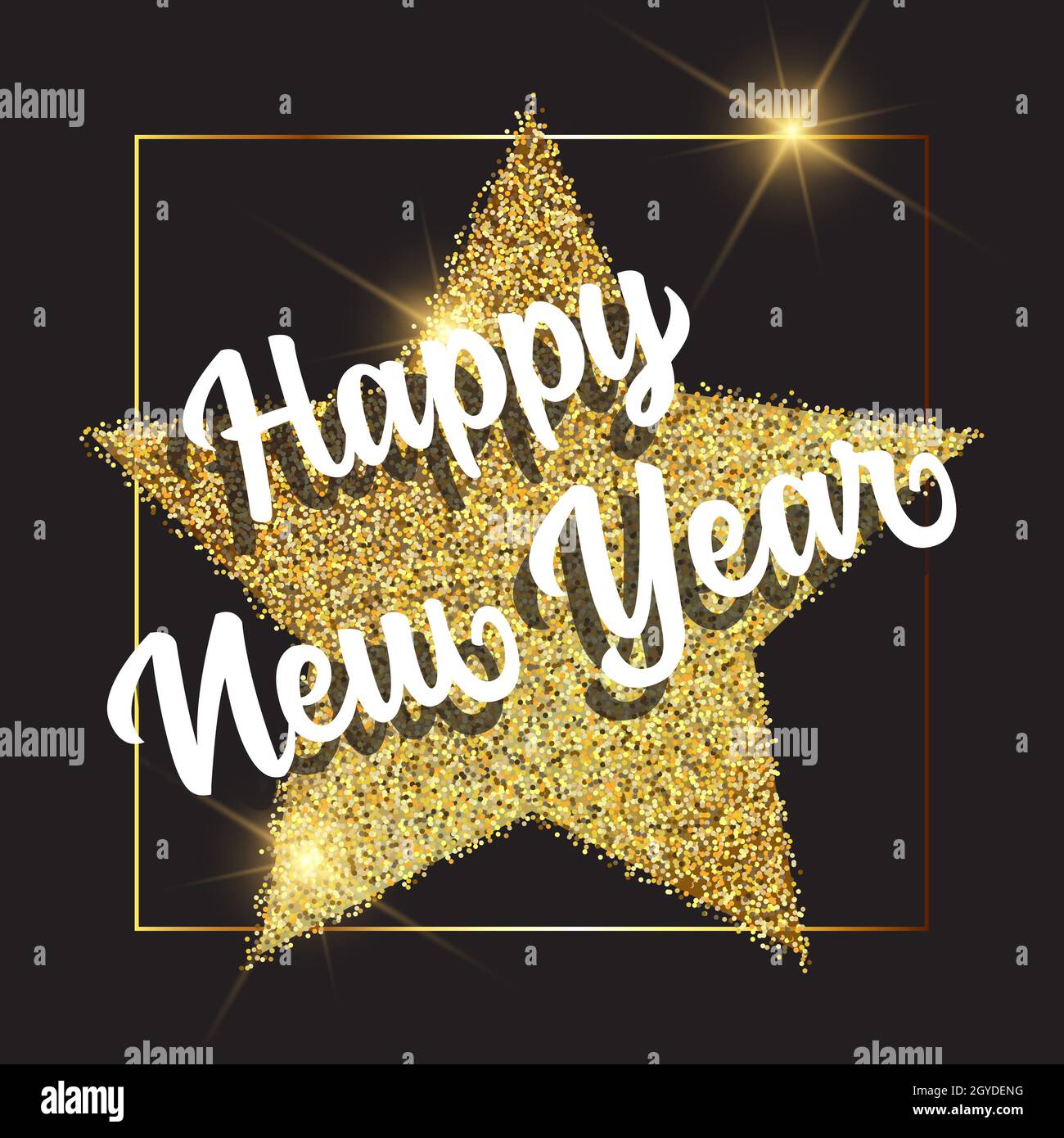 Happy New Year background with gold glittery star Stock Photo - Alamy