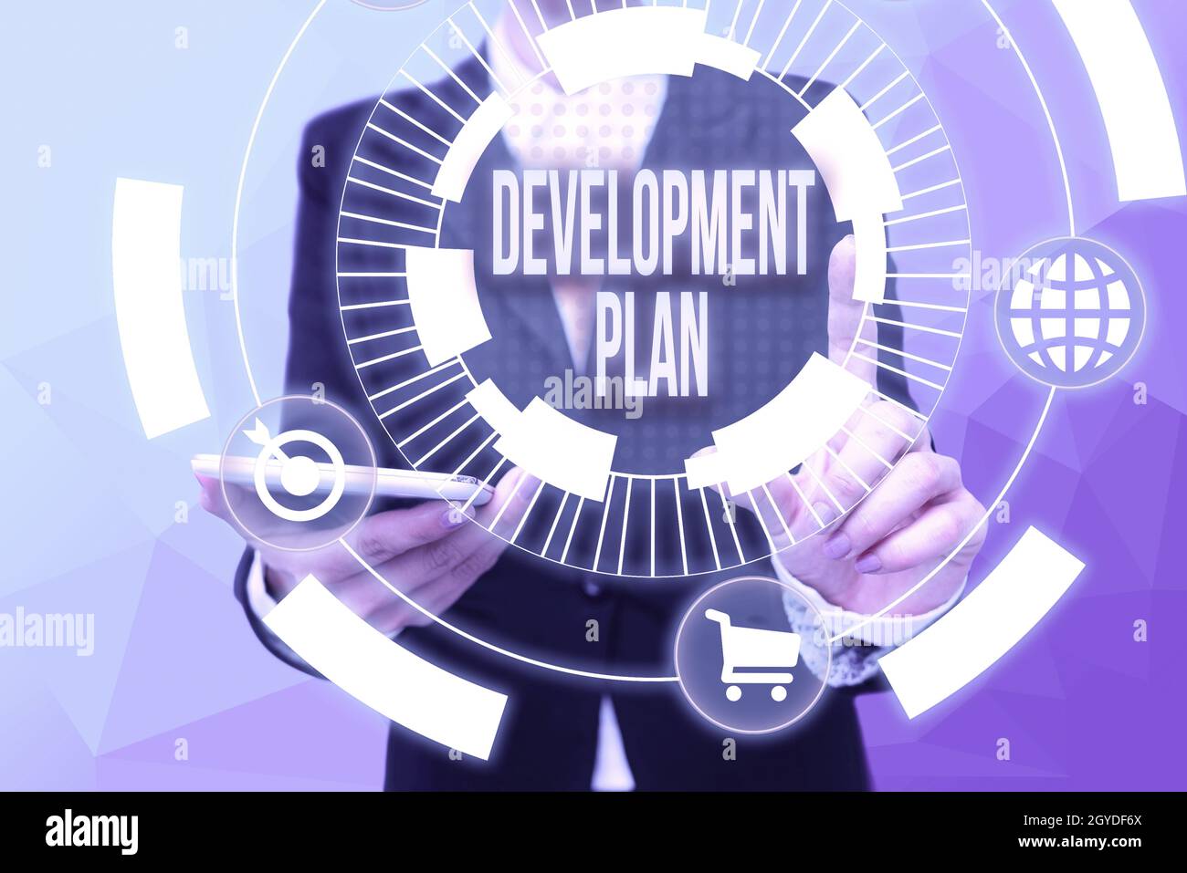 Text caption presenting Development Plan, Word for the planning of the ...