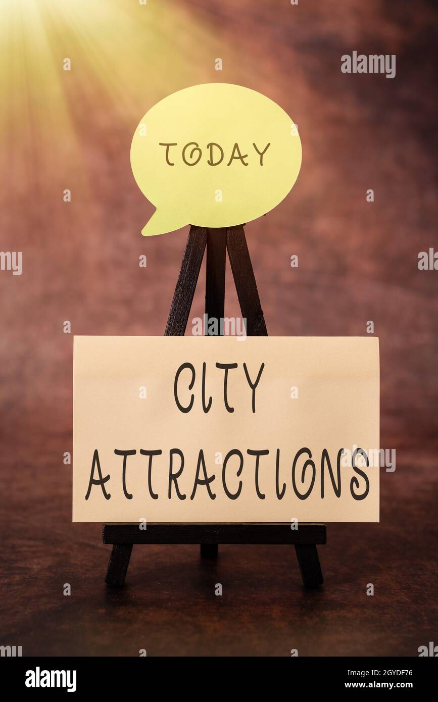 Sign displaying city attractions hi-res stock photography and images ...
