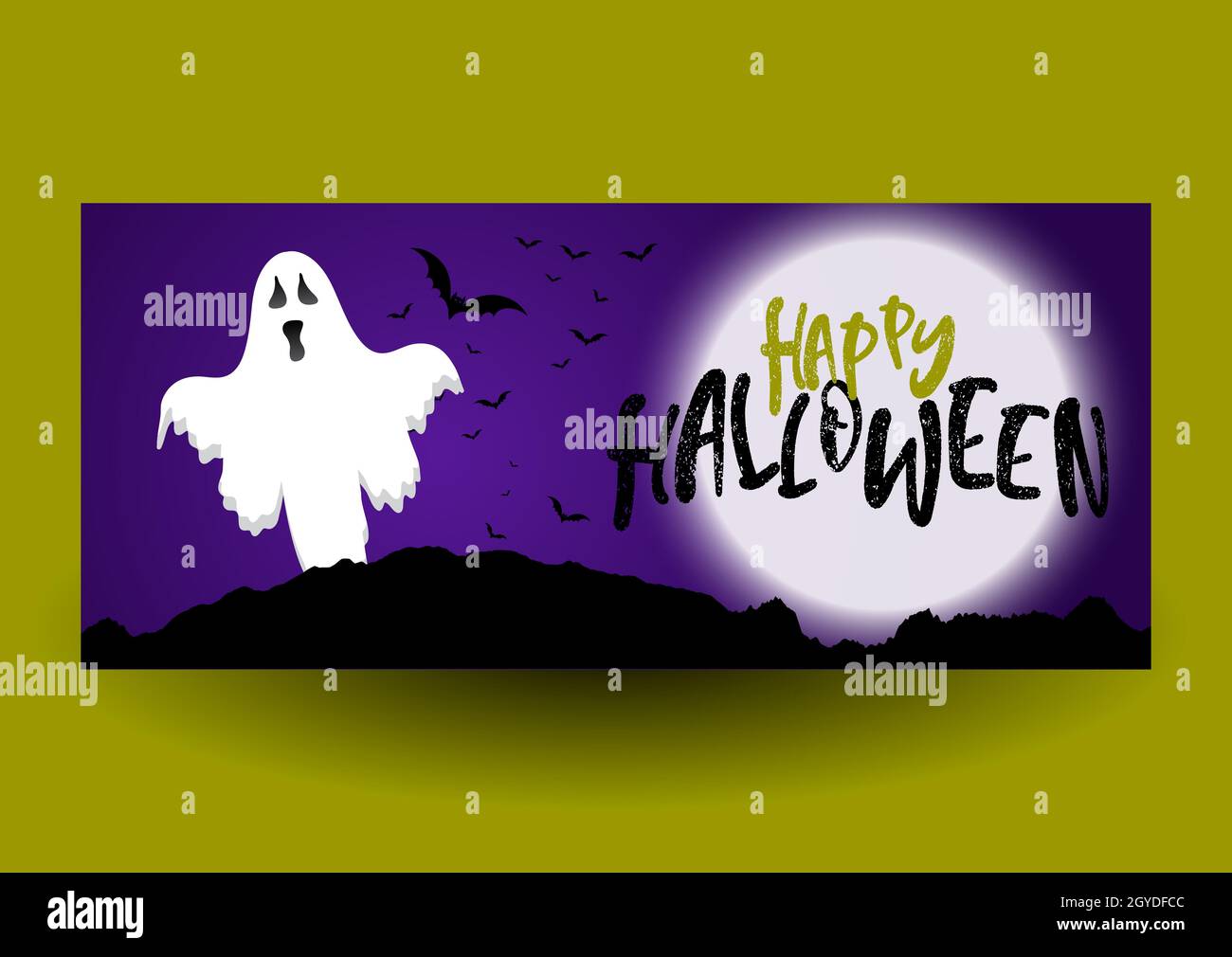 Halloween banner design with spooky ghost Stock Photo - Alamy