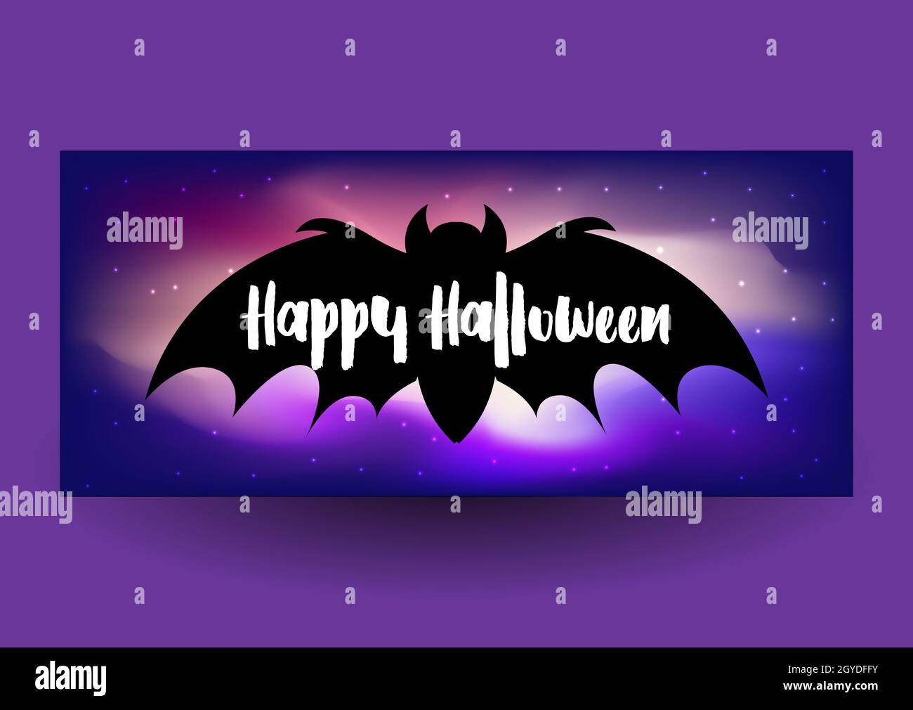 Halloween banner with silhouette of bat design Stock Photo - Alamy