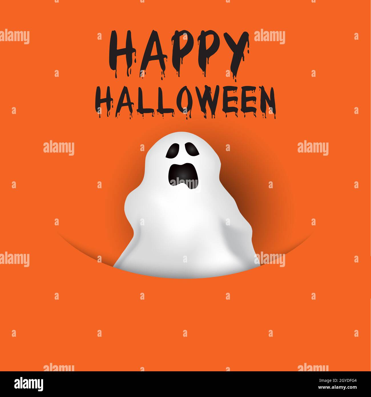 Halloween background with spooky ghost and bloody writing Stock Photo ...