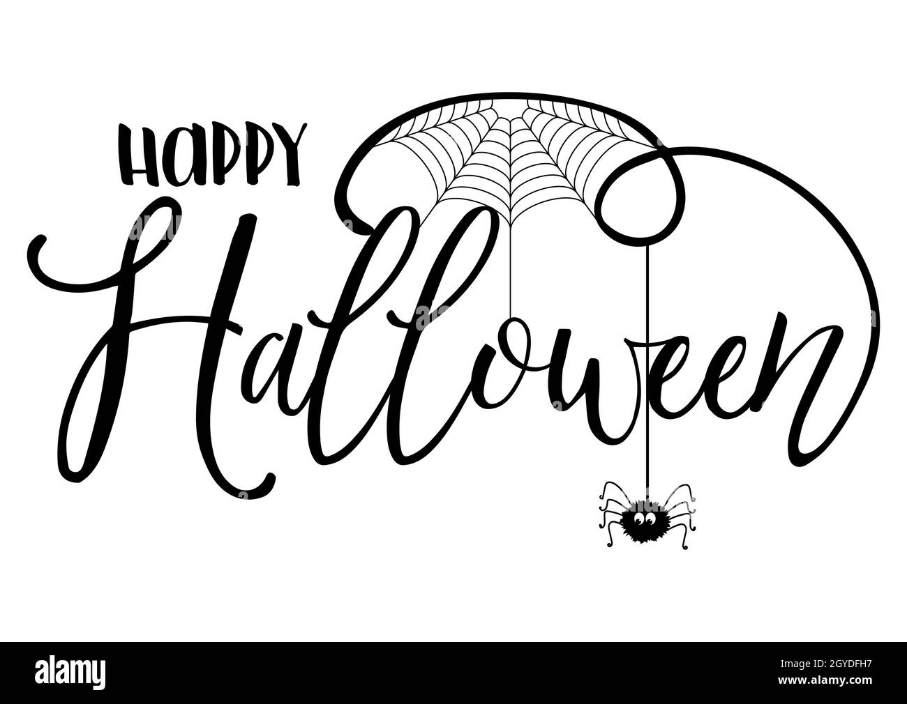 Halloween text background with spider and cobweb Stock Photo - Alamy