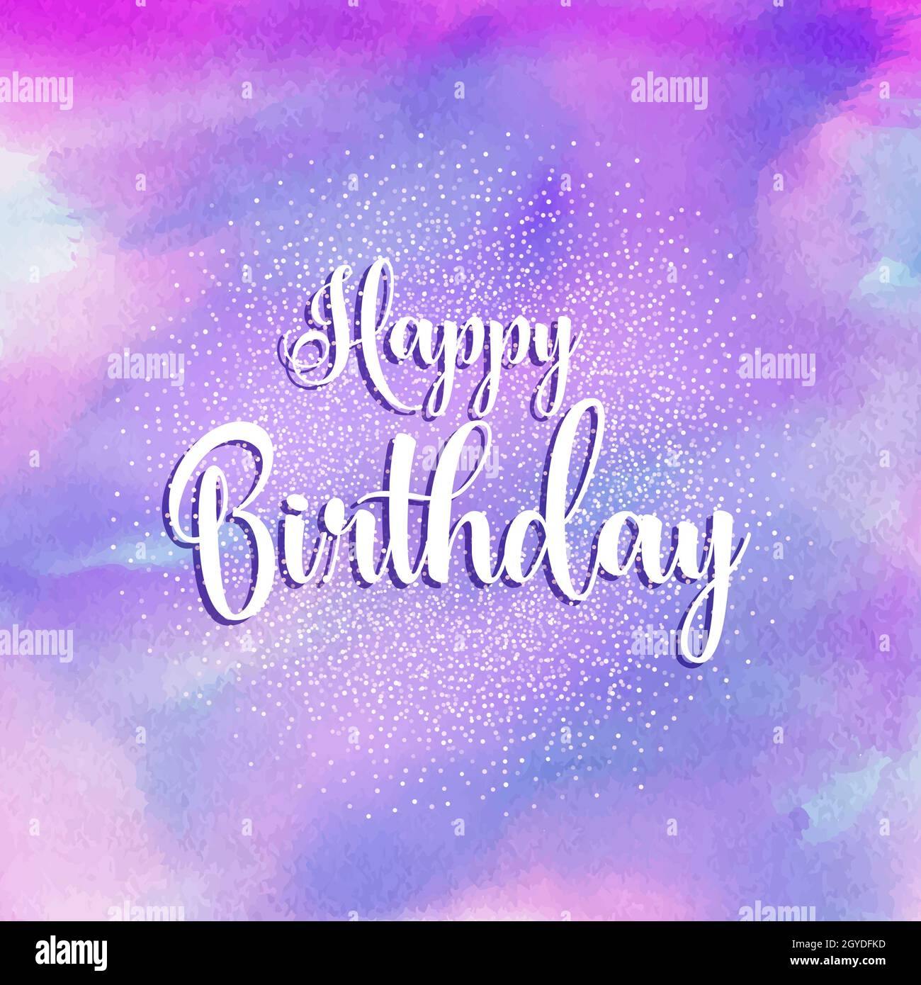 Happy Birthday background with decorative text on watercolour texture ...