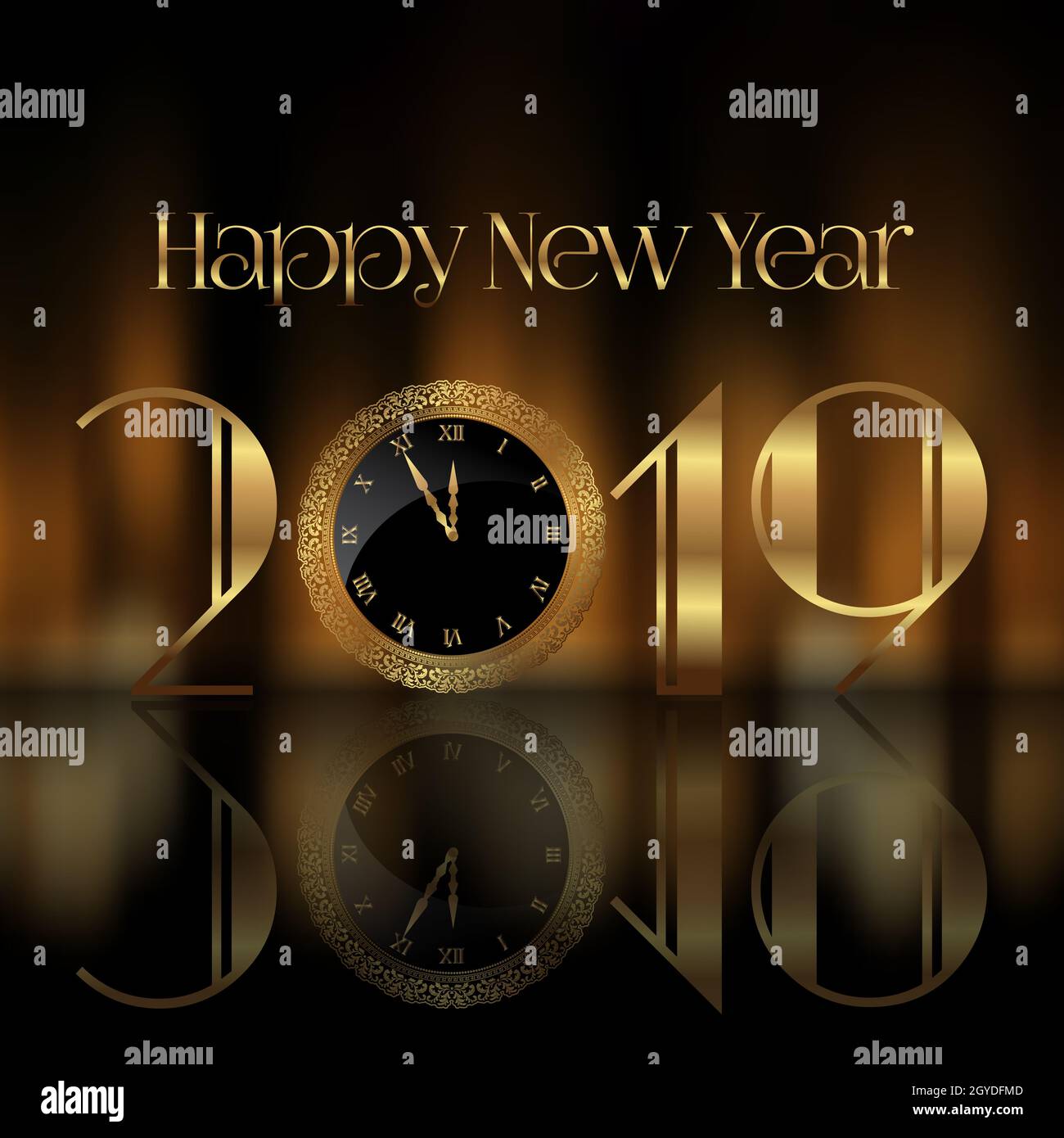 Happy New Year background with clock face showing time getting to ...