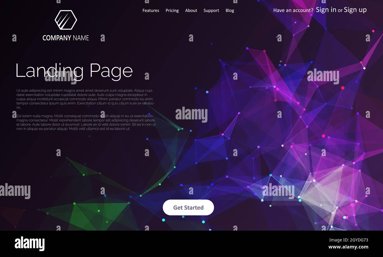 Landing page website template with abstract low poly design Stock Photo - Alamy
