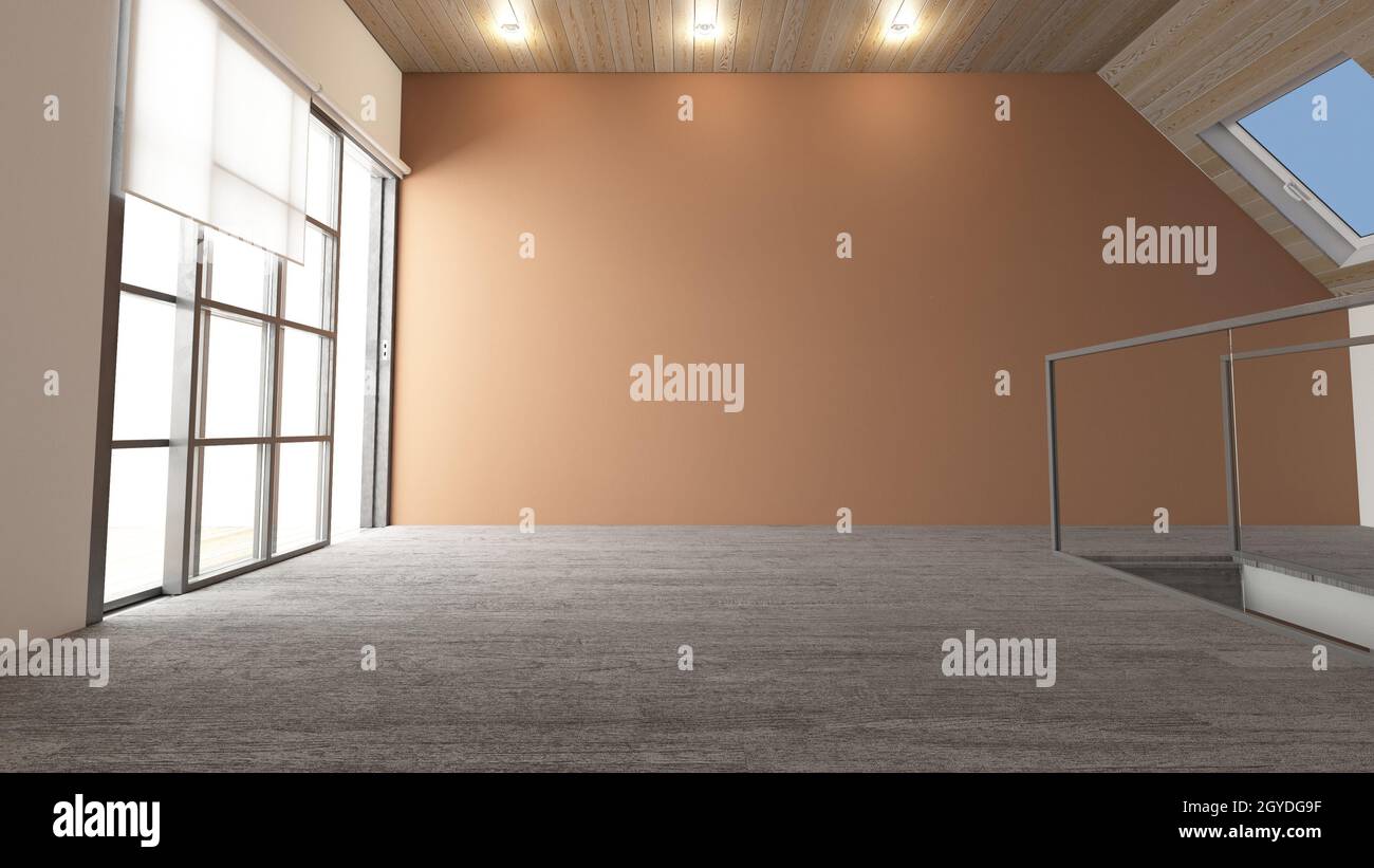 Render of 3D Contemporary Empty Room Stock Photo - Alamy