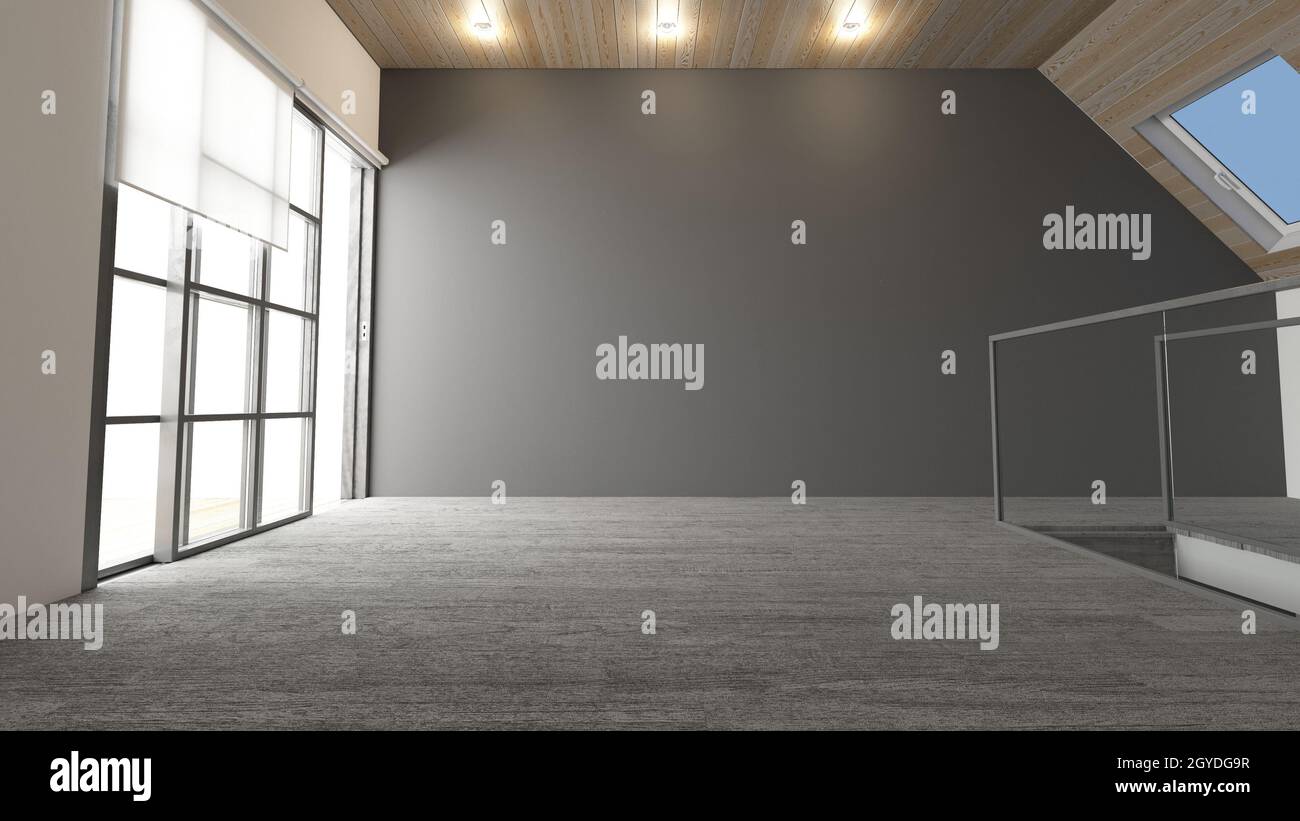 Render of 3D Contemporary Empty Room Stock Photo - Alamy