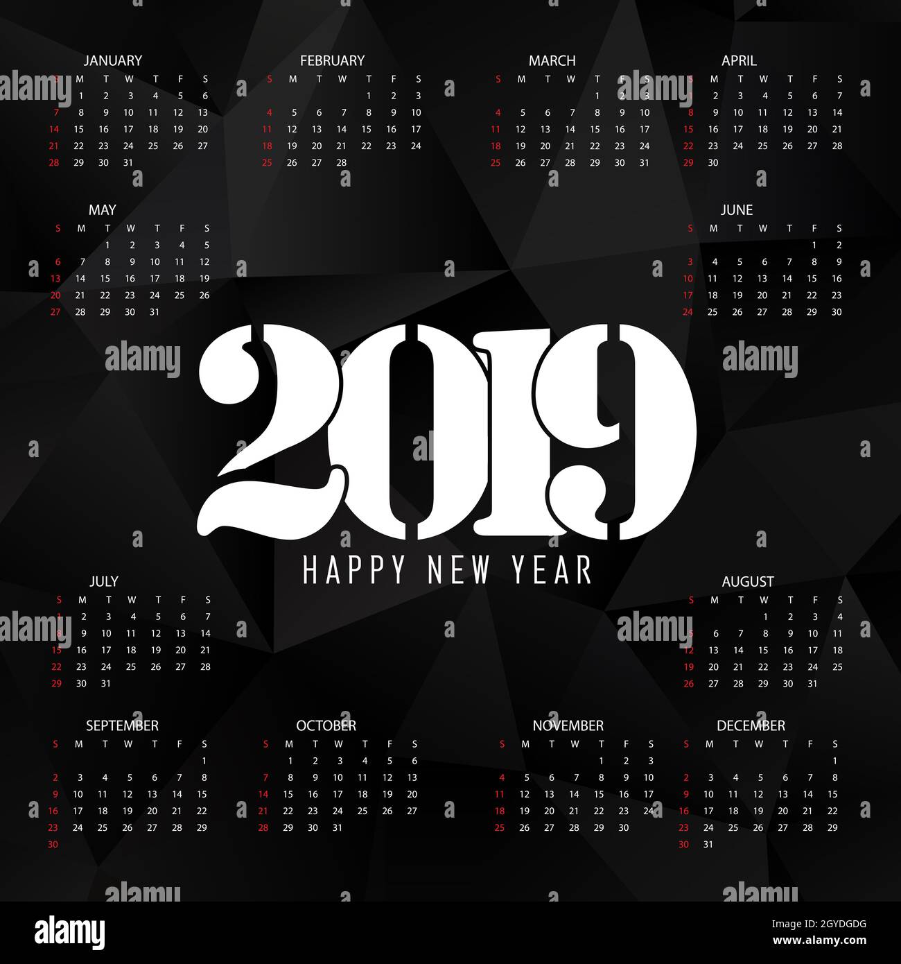 Calendar background with a dark low poly design Stock Photo - Alamy