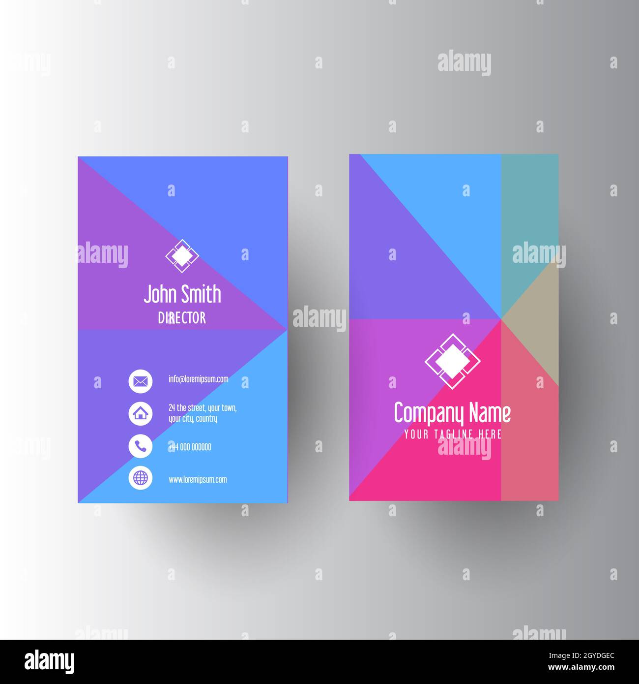 Business card with a modern low poly design Stock Photo - Alamy