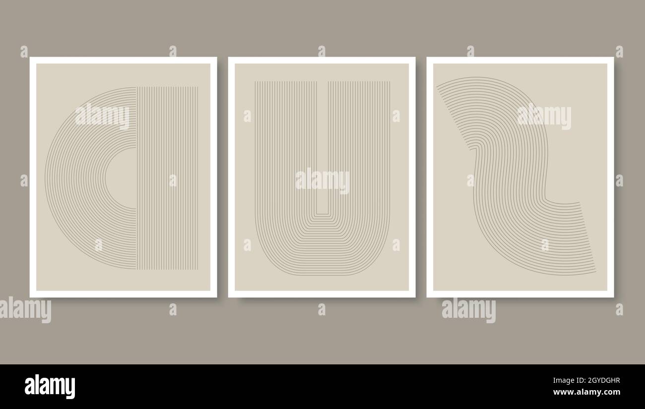 Minimal wall art collection with simplistic line art design Stock Photo ...