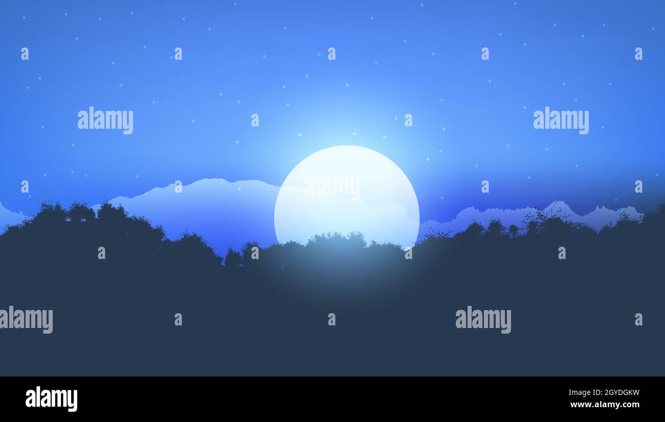 Moonlit hill silhouette hi-res stock photography and images - Alamy