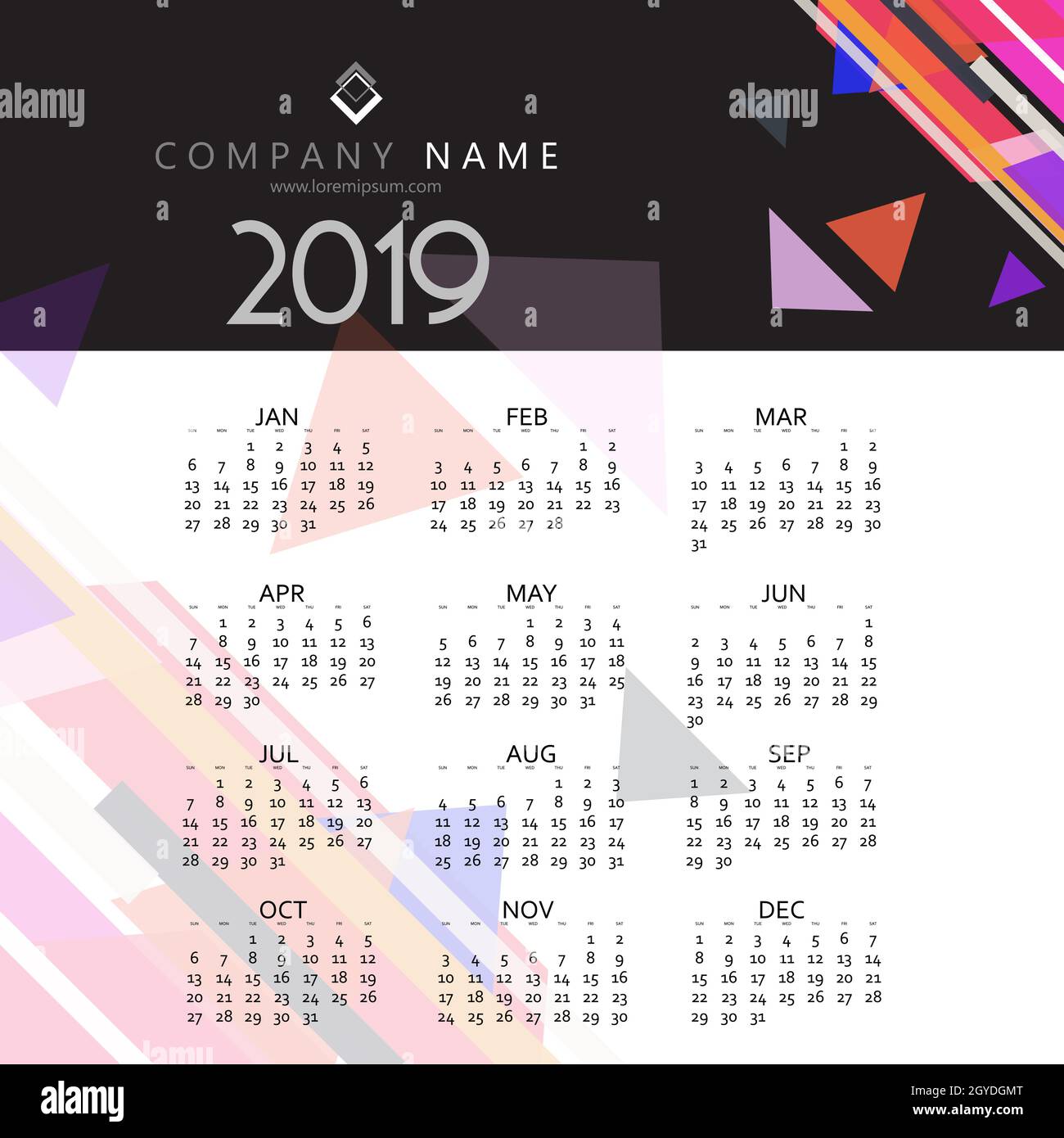 Calendar background with a modern low poly design Stock Photo - Alamy
