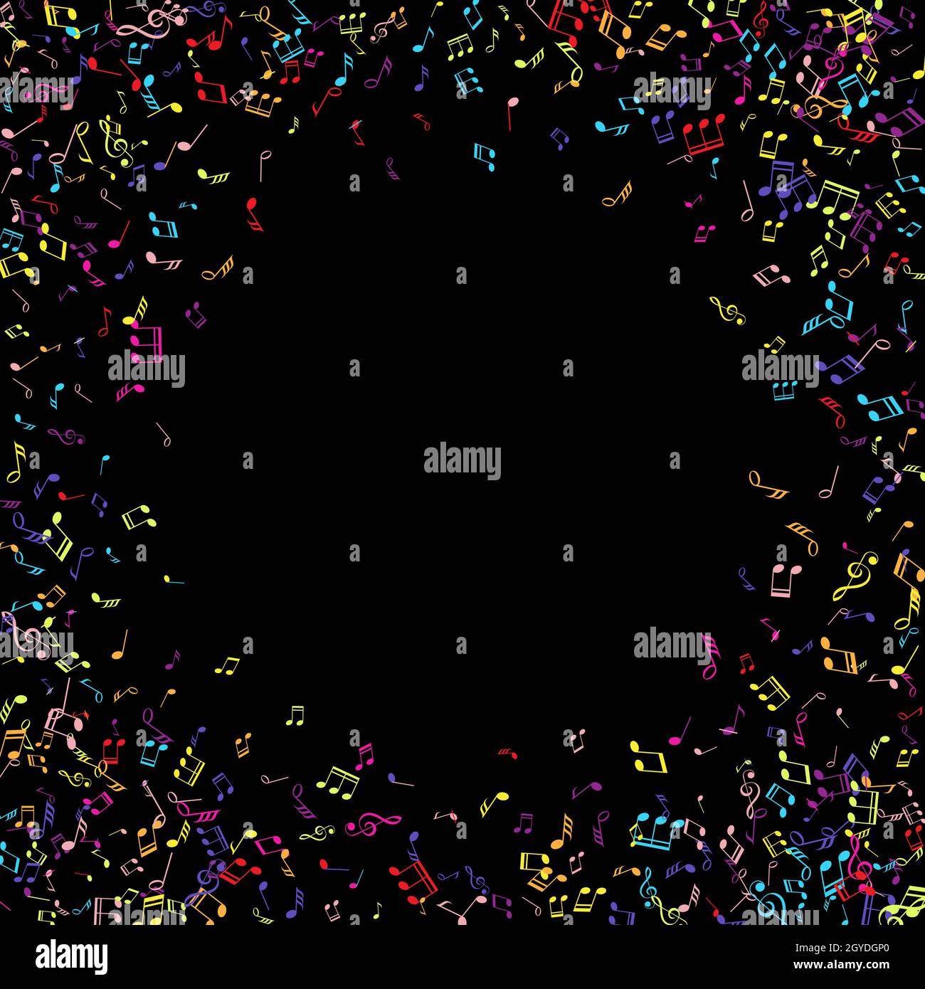 Abstract background with colourful music notes design Stock Photo - Alamy